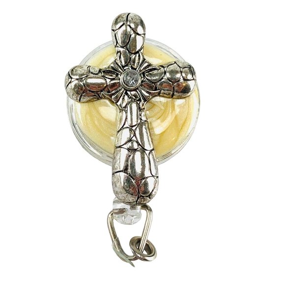 Jewelry | Lanyard Cross Silver Tone Retractable Necklace With Id Sleeve ...